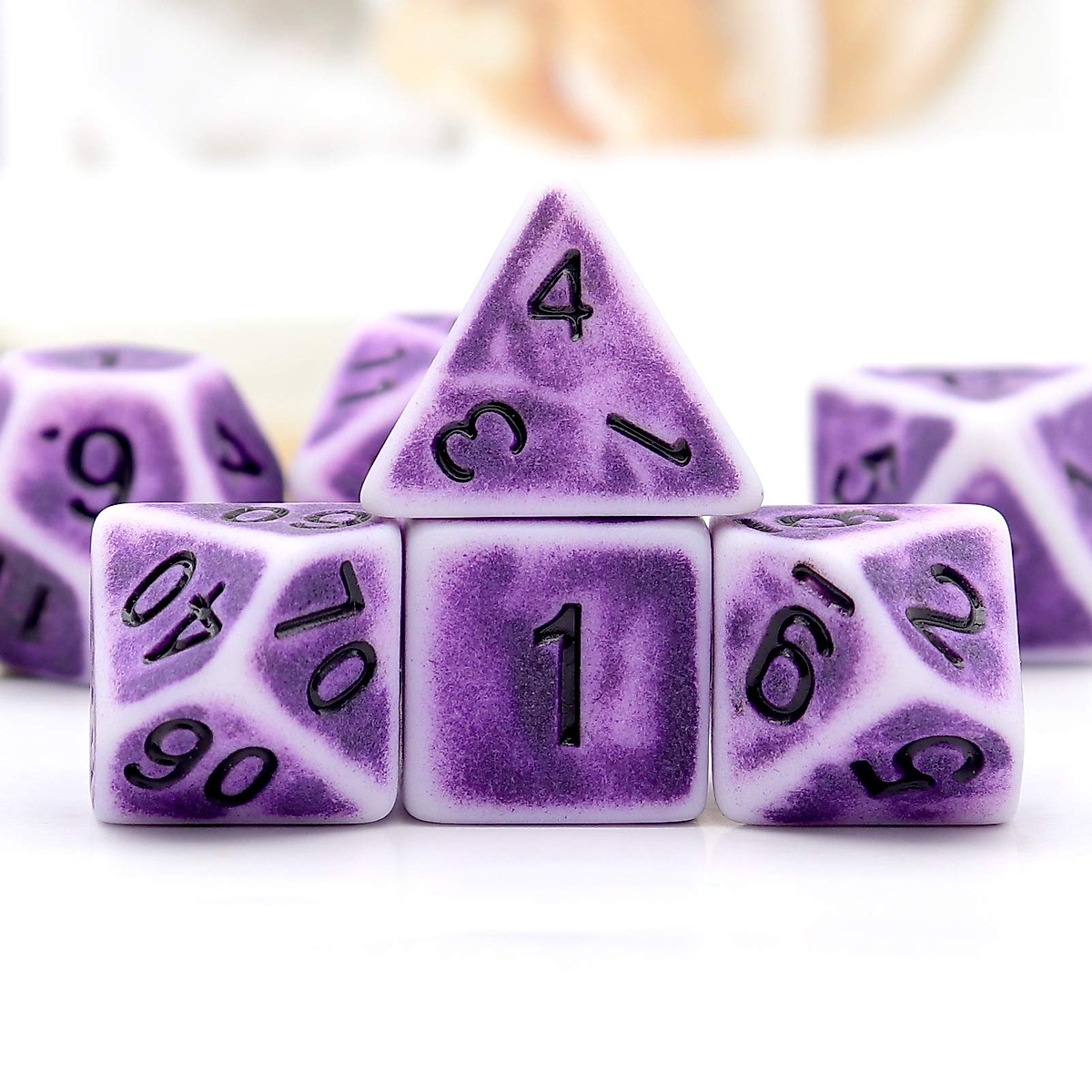 Haxtec Ancient DND Dice Set 7PCS Purple Polyhedral Dice for Dungeons and Dragons Pathfinder RPG