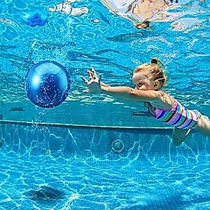 Swimming Pool Underwater Ball, Pool Toys Water Ball Games, 9 Inch Pool Balls with Water Filling Adapter, Underwater Pool Ball for Adults Teens Family Pool Summer Gifts (Blue)