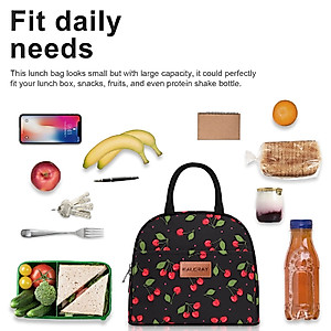 BALORAY Lunch Bag for Women Men Insulated Lunch Box for Adult Reusable Lunch Tote Bag for Work, Picnic or Travel (Cherry, M)