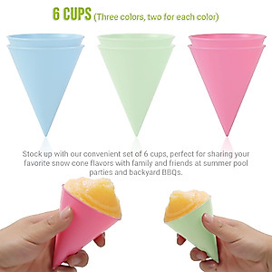 6-Pack Reusable Snow Cone Cups 6oz, Durable Plastic Cups for Your Snow Cone Maker - Leakproof Shaved Ice Cups - Ideal for Slushies, Shaved Ice Syrup, or Juice