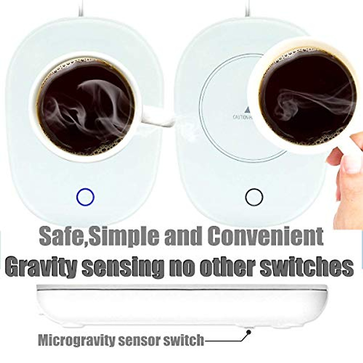 Ariskey Coffee Mug Warmer with Spoon Auto Shut Off Beverage Warmers Electric Thermostatic Smart Cup Warmer Pad for Office and Home Cocoa Tea Water Milk Soup (Up to 131F℉/55℃) with Leave Coffee Spoon