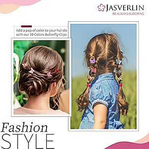 JASVERLIN Glitter Mini Butterfly Hair Claw Clips, Sparkly Colorful Hair Accessories for Girls and Women - 90s Y2K Cute, Small, Tiny Clip in 10 Assorted Colors, Set of 50 (Glitter)