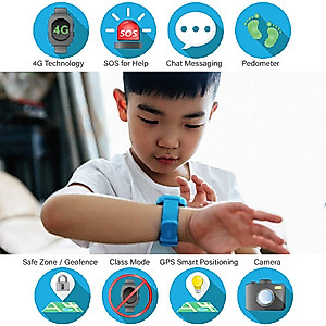 Emojikidz Kids Smartwatch with SIM Card - Ages 4-12 Years for Boys & Girls - GPS Tracking Locator SOS Alarm Remote Monitoring 2-Way Face to Face Call Voice & Video Camera Worldwide Coverage - Black