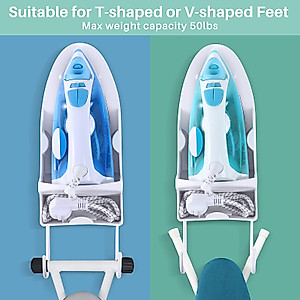 Ironing Board Hanger Wall Mount, Iron Hanger with Ironing Board Rack, Heat Resistant Iron Holder Wall Mount for Max 5 Inch Width (White)