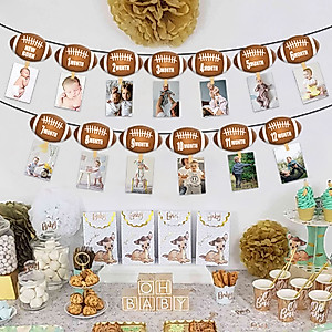 Football 1st Birthday Monthly Photo Banner Football Theme First Year Photo Banner for Newborn to 12 Months, First Year Down Banner With Football Balloon, Football First Birthday Party Decoration