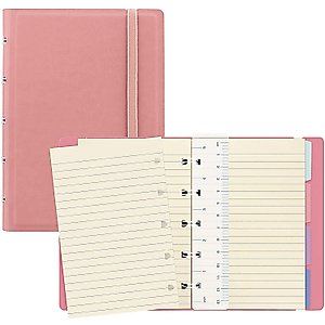 Filofax B115064U Refillable Notebook, Pocket Size, 112 Cream colored moveable pages. Includes 4 Indexes (one with pocket) a page marker and elastic closure, Rose