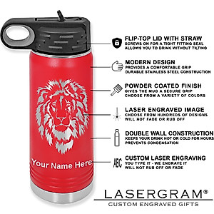 LaserGram 20oz Double Wall Flip Top Water Bottle With Straw, Softball Player Woman, Personalized Engraving Included (Red)