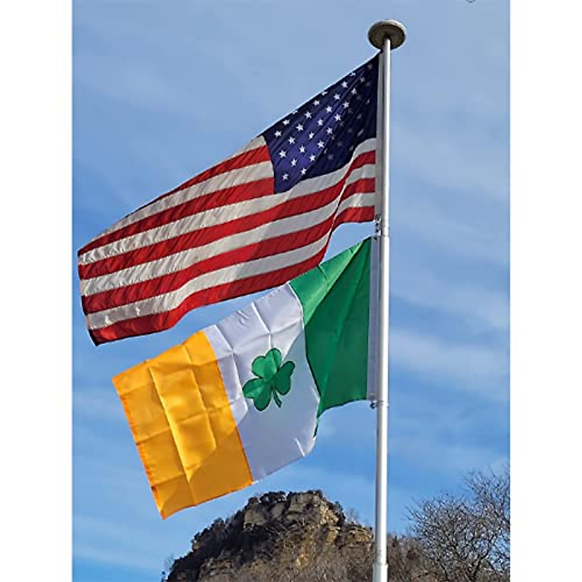 AMZFLAG Ireland Flag 3x5 Embroidered Shamrock Irish Flags Heavy Duty Sewn Stripes for St. Patrick Day Outdoor