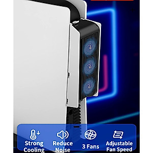 PS5 Cooling Station with 3 Cooling Fans Extra 3.0 USB Port Adjustable Fan Speeds Quiet Compatible for Playstation 5 Console PS5 Digital PS5 Disc Edition PS5 Accessories