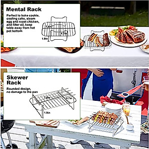 Silicone Air Fryer Liner, 7 PCS Dual Air Fryer Accessories for Ninjas AF400UK AF300UK, 8.46inch Reusable Air Fryer Liners &Silicone Gloves & Air Fryer Rack&Food Clip, Compatible with Oven, Microwave