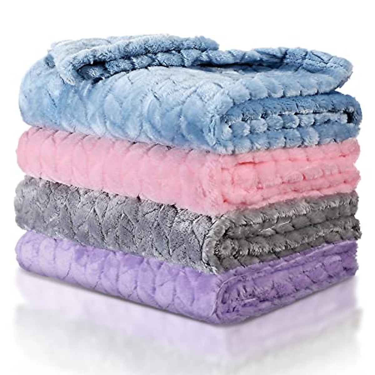 4 Pcs Baby Fuzzy Blanket Fluffy Baby Blanket for Boys and Girls Soft Warm Baby Receiving Blankets Fleece Nursery Bed Blanket Toddler Infant Newborn Flannel Receiving Blanket (Elegant Color)