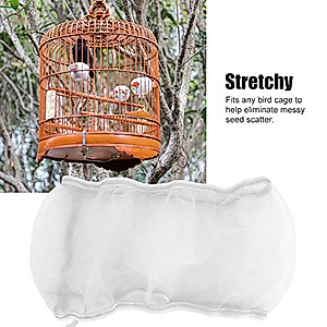 Fdit Bird Cage Cover, 2PCS Bird Cage Cover Birdcage Polyester Mesh Cover Seed Catcher Universal Parrots Cage Accessories(White)