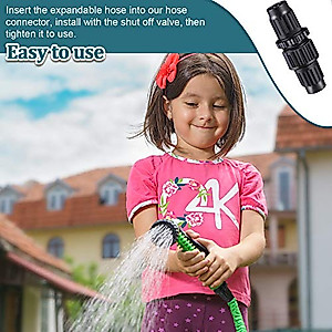 4 Sets Garden Expandable Hose Repair Kit Faucet Adapter Hose Female Male Connectors with 4 Pieces Hose Shut Off Valve and 8 Pieces 3/4 Inch Rubber Gaskets