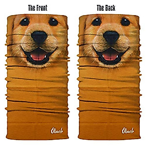 Obacle Seamless Face Mask Bandana Half Dog Face Mask Dust Wind Sun Protection Durable Thin Neck Gaiter 3D Tube Face Cover Mask for Men Women Motorcycle Riding (Dog Cute Open Mouth Yellow)