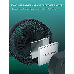 10000 mAh Portable Stroller Fan with 3 Mode LED Lights, Battery Operated Clip on Fan with Flexible Tripod, Rechargeable Desk Fans, 4 Speeds, Max 63 hrs, USB Powered,360°Rotation, for Car, Camping
