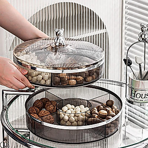 MYBAQ,Fruit Platter Tray,Divided Serving Tray With Lid,Fruit Trays For Serving For Party,Fruit Plate,Fruit Tray,11 "L X 7.9 "H,Compartmentalised And Stackable Design To Save Space