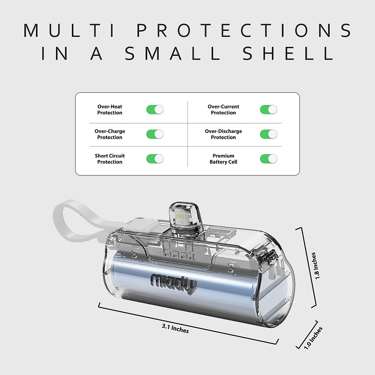 Miady 5000mAh Mini Portable Charger for iPhones, MFI-Certified Portable Phone Charger, Backup Battery Pack Charger Compatible with iPhone 14/13/12/11/X/XS/XR/8/7/6/5 Series (Lake Green)