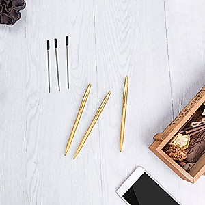 Cambond Ballpoint Pens, Gold Pen Stainless Steel Nice Pens for Guest Book Uniform Gift - Black Ink (1.0mm Medium Point), 3 Pens with 3 Extra Refills (Gold) - CP0103