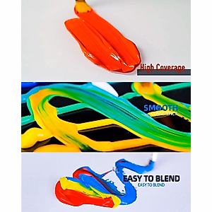 Fantastory Acrylic Paint Set, 24 Classic Colors(2oz/60ml), Professional Craft Paint, Art Supplies Kit for Adults Canvas/Fabric/Rock/Glass/Stone/Ceramic/Model/Wood Painting with 12 Brushes