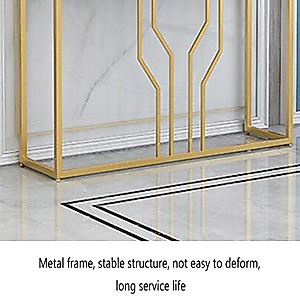 Coffee Table 31.4 Inch Console Table with Geometric Metal Frame, Modern Marble Sofa Table Foyer Table, Rugged and Durable