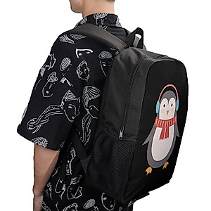 Cute Penguin 17-Inch Laptop Backpack Lightweight Travel Work Business Shoulder Bag Casual Daypack for Women Men