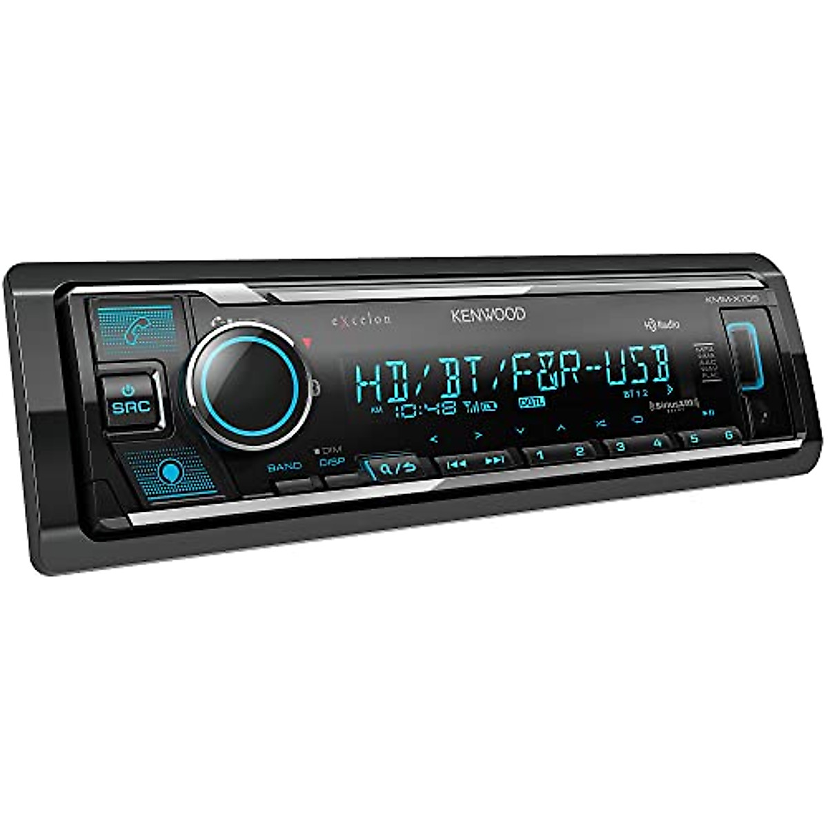 Kenwood KMM-X705 Excelon Digital Multimedia Car Stereo - Single DIN with Bluetooth, AM/FM HD Radio, Alexa Built in, Variable Color, SiriusXM
