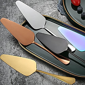DOITOOL Colorful Pie Cake Server Knife, Wedding Cake Serving Set, Stainless Steel Cake Pie Pastry Servers, Simple Serrated Cake Shovel, Mirror finish& Onside with Fine Serrated