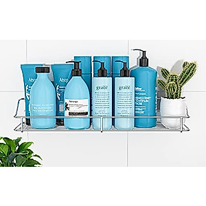 Orimade Bathroom Shelf Organizer Shower Caddy Storage Kitchen Rack with Traceless Transparent Adhesive No Drilling SUS304 Stainless Steel, 15 inch