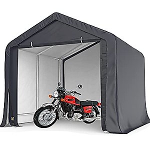 Quictent 10x10 ft Anti-Snow Portable Garage Shelter Outdoor Storage Shed Heavy Duty Car Canopy Carport for Motorcycle, Bike or Garden Tools-Gray