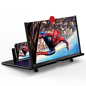 Fanlory 12" Screen Magnifier –3D HD Mobile Phone Magnifier Projector Screen for Movies, Videos, and Gaming–Foldable Phone Stand with Screen Amplifier–Supports All Smartphones(Black)