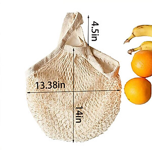 AHYUAN Ecology Reusable Cotton Mesh Grocery Bags Cotton String Bags Net Shopping Bags Mesh Bags Pack of 3 (Beige)