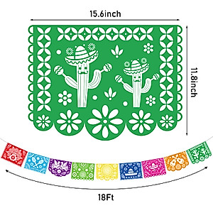 FUTUREPLUSX 18 Feet Fiesta Banner, Mexican Party Banner Fiesta Garland PVC Cinco de Mayo Decor Papel Picado Decorations for Dia De Los Muertos Mexican Party Supplies