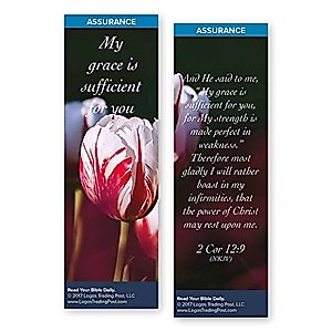 Christian Bookmark with Bible Verse, Pack of 25, Assurance Themed, My Grace is Sufficient for You, 2 Corinthians 12:9