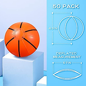 Yunsailing 50 Pcs Mini Beach Balls Bulk, 4.3 Inch Mini Inflatable Beach Ball, Basketballs Beach Toys Pool Toys for Hawaiian Party Decorations Summer Theme Party Favor for Pool Games Water Games