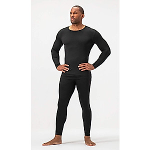 DEVOPS Men's Thermal Underwear Long Johns Set with Fleece Lined (Medium, Black)