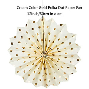 Mint Gold Birthday Decorations Mint Cream Gold Polka Dot Paper Fans for Trial Baby Shower Decorations Mint Gold Wedding/Mint First Birthday Decorations Mint Gold Bridal Shower Decorations