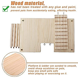 SINFUN Bird Wood Perch Playground Toy Hamster Wooden Play Gym Stand Table Parrot Platform with Climbing Ladder for Parakeet Conure Hamster Squirrel Gerbil Chinchilla Small Medium Birds Animals