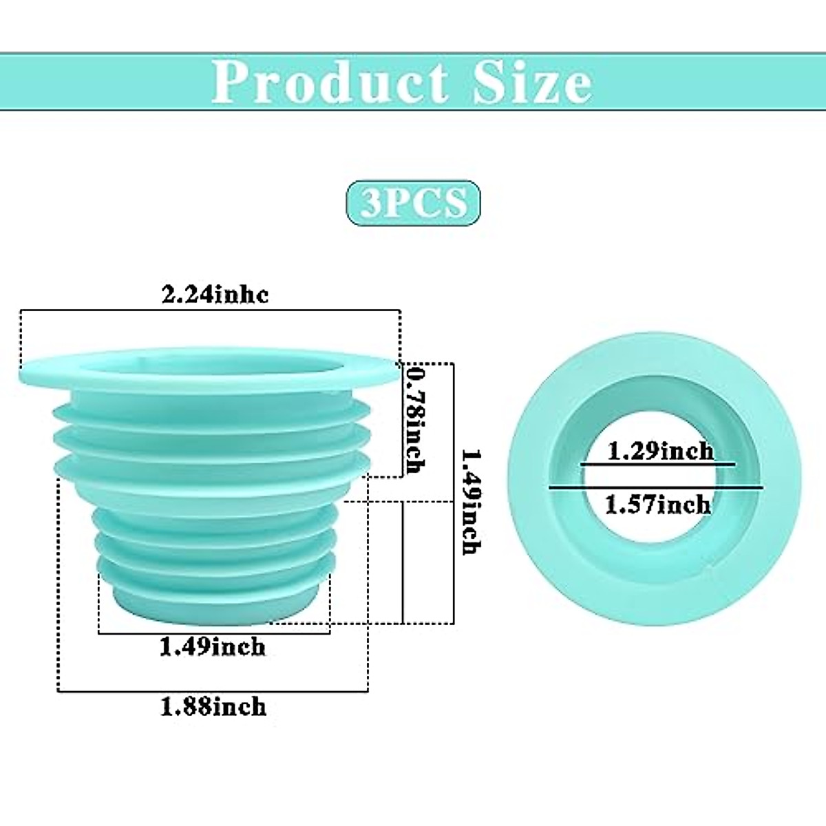 3Pcs Drain Pipe Sewer Seal Rings Deodorant Silicone Ring Washing Machine Sealing Plug for Bathroom Kitchen Cleaning Tools