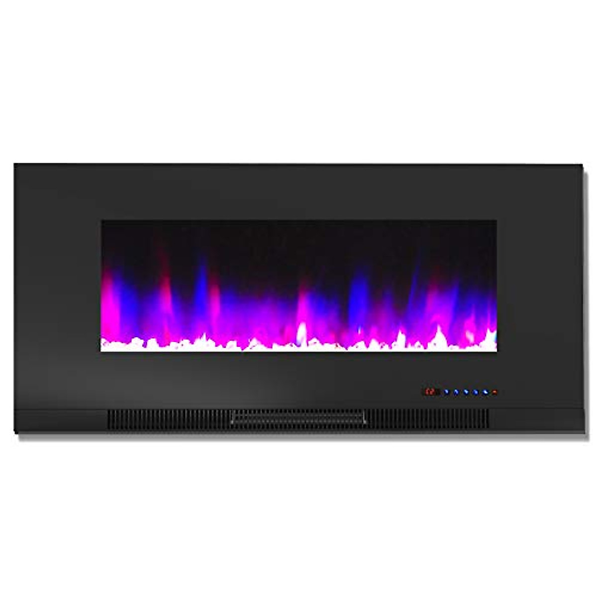 Cambridge Slate Blue Somerset 70 Electric Fireplace TV Stand with Multi-Color LED Flames, Crystal Rock Display, and Remote Control