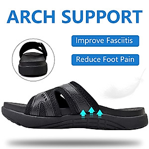 COFACE Mens Sport Recovery Sandals Plantar Fasciitis Soft Cushion Lightweight Orthotic Slides for Men AllBlack Size 13
