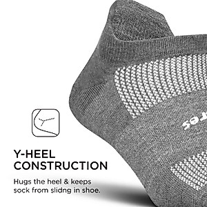 Feetures High Performance Ultra Light Ankle Sock - No Show Socks for Women & Men with Heel Tab - Heather Gray, L (1 Pair)