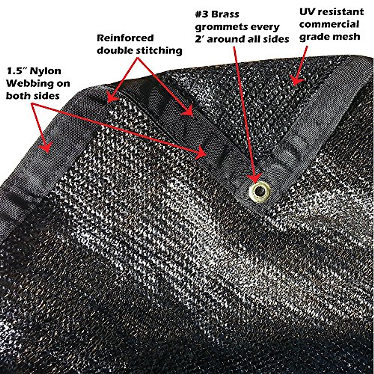 Xtarps - 6' x 10' - 60% Light Weight Shade Cloth, Sun Shade, Shade sail, Black Color