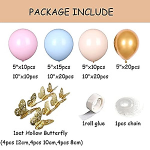 DUILE Gender Reveal Balloon Arch Garland Kit Gender Reveal Party Supplies Balloons Blue And Pink Balloons Rose Balloons With Butterfly For Gender Reveal Birthday Party Baby Shower Party Decorations