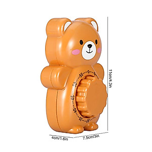 HERCHR Kitchen Timer, Mechanical Kitchen Timer Cute Bear Timer Kitchen Cooking Timer Wind Up 60 Minutes Manual Countdown Timer Visual Mechanical Timer for Classroom, Home, Study and Cooking, Brown