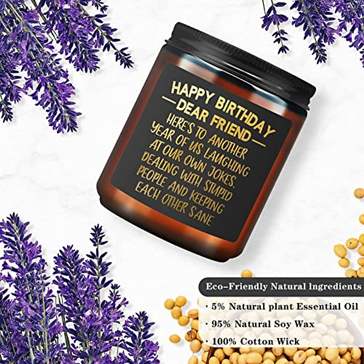 Maybeone Birthday Gifts for Best Friends - Happy Birthday Dear Friend - Lavender Scented Candle Gifts for Women Friend - Friendship Gifts for Her, Him, Besties, BFF, Soul Sister