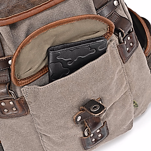 TSD The Same Direction Tapa Canvas Backpack | Vintage Backpack | Large Canvas Backpack with Genuine Leather Accents | For Laptop - Retro Backpack (Grey)