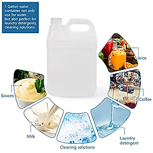 BPFY 2 Pack 1 Gallon Clear Plastic Jugs with Lids, Water Jug Storage Containers with Ergonomic Handle, HDPE Containers for Water, Sauces, Beverage, Soaps, Liquids, Cleaning Solutions