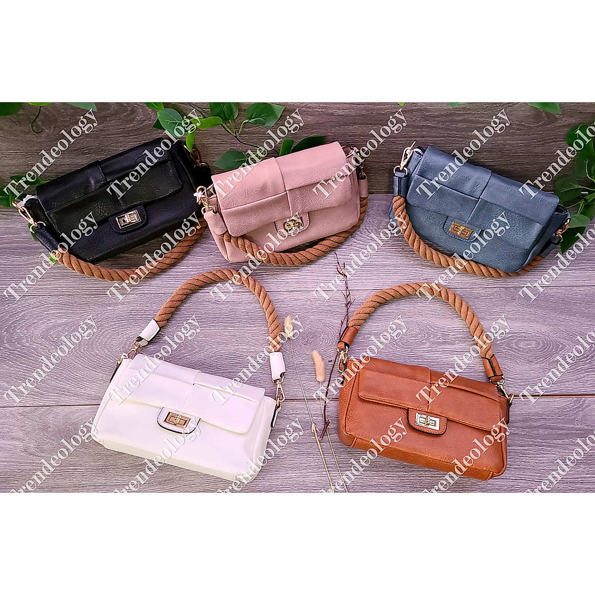 Boho Rope Handle Soft Vegan Leather Hobo Handbag Shoulder Bag Crossbody Purse (Shoulder Bag Style - Dusty Rose)