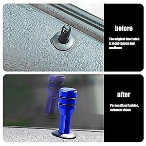 Hawyet 4 PCS Car Door Lift Bolt, 1.93" Safety Door Metal Lock Knob Pull Pin Replacement, Simple Personalized Door Lock Status Button Cover, Universal Interior Accessories for Most Cars (Blue)