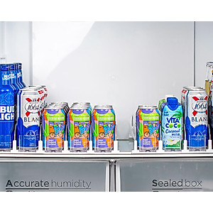 Baraiser Drink Organizer for Fridge, Self-Pushing Soda Can Organizer for Refrigerator, Width Adjustable Pusher Glide, Automatic Drink Dispenser (6 Rows, White)